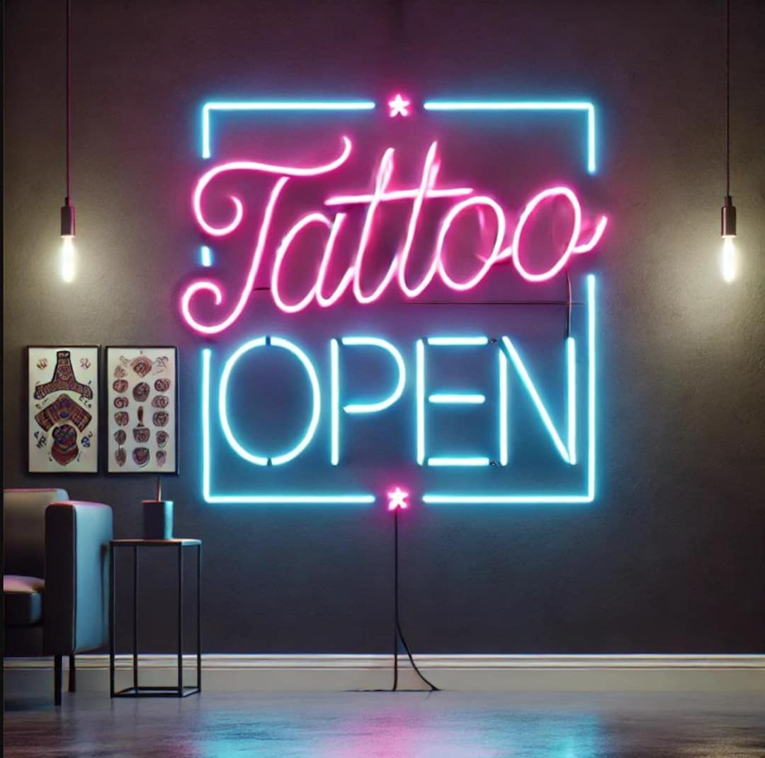Neon Sign Tattoo Shop Open, Tattoo Shop Neon Sign, Neon Light Tattoo ...
