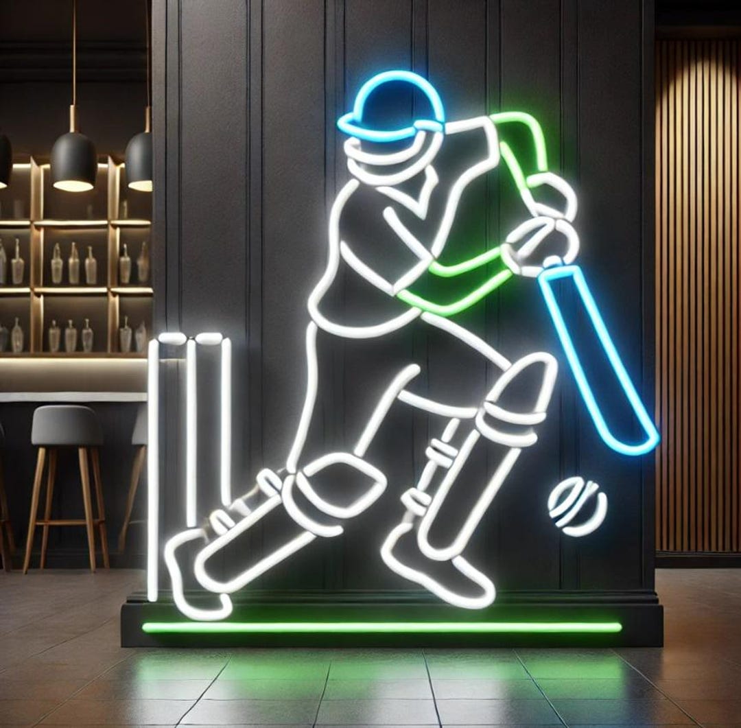 Cricket Neon Sign, Cricket Player Neon Light, Neon Cricket Sign ...