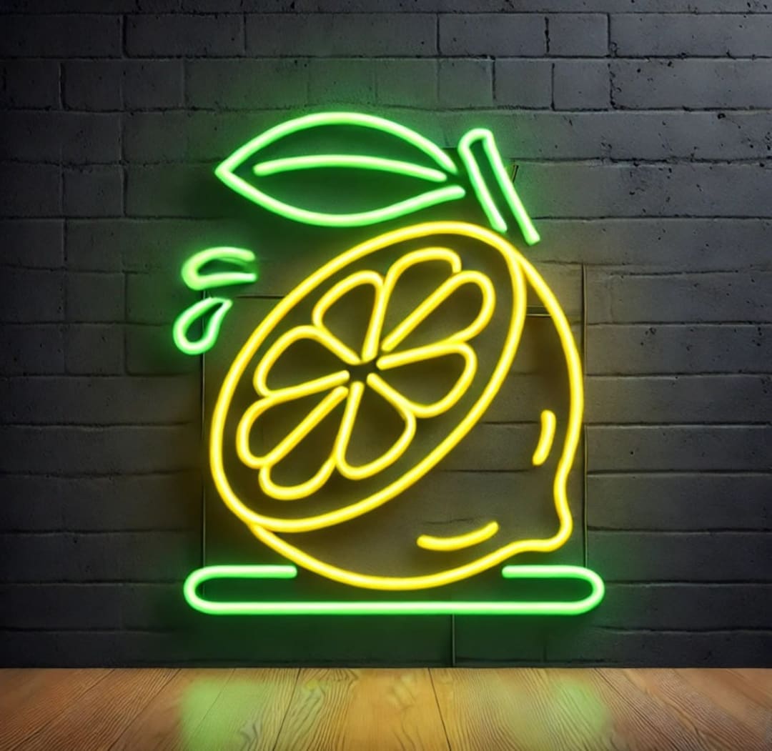 Lemon Neon Sign, Neon Lemon Half Sign, Neon Squeezed Lemon Sign, Lemon ...