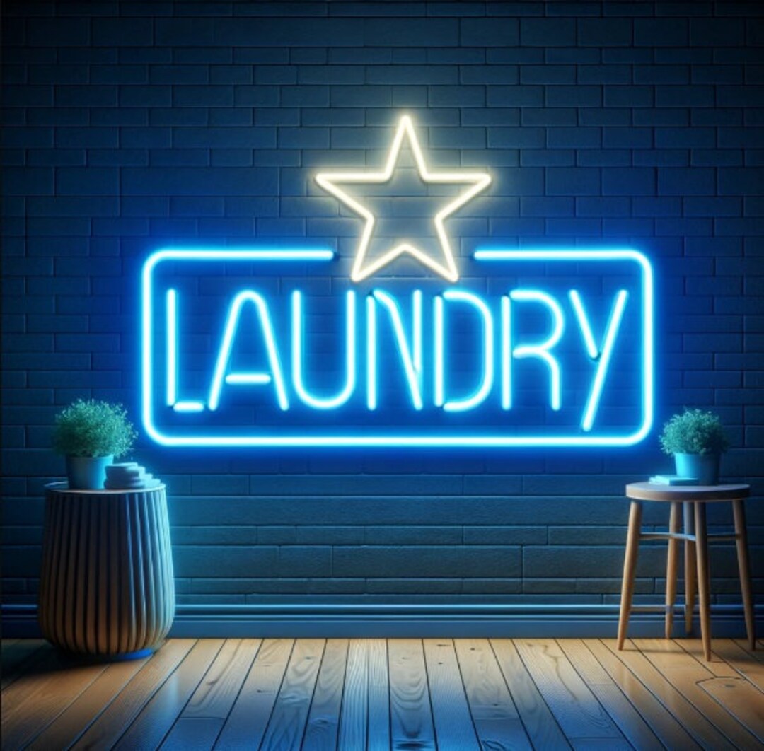 Laundry Inscription Neon Sign, Washhouse Neon Sign, Laundry Text ...