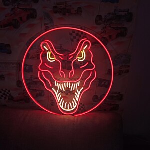 Dinosaur Neon Sign, Dinosaur Head Neon Sign, T-rex Neon Sign, Predator ...