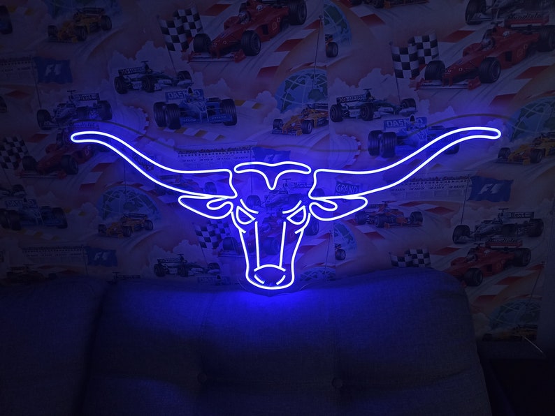 Bull Neon Sign, Western Neon Sign, Cowboy Bull Neon Sign, Rodeo Bull ...