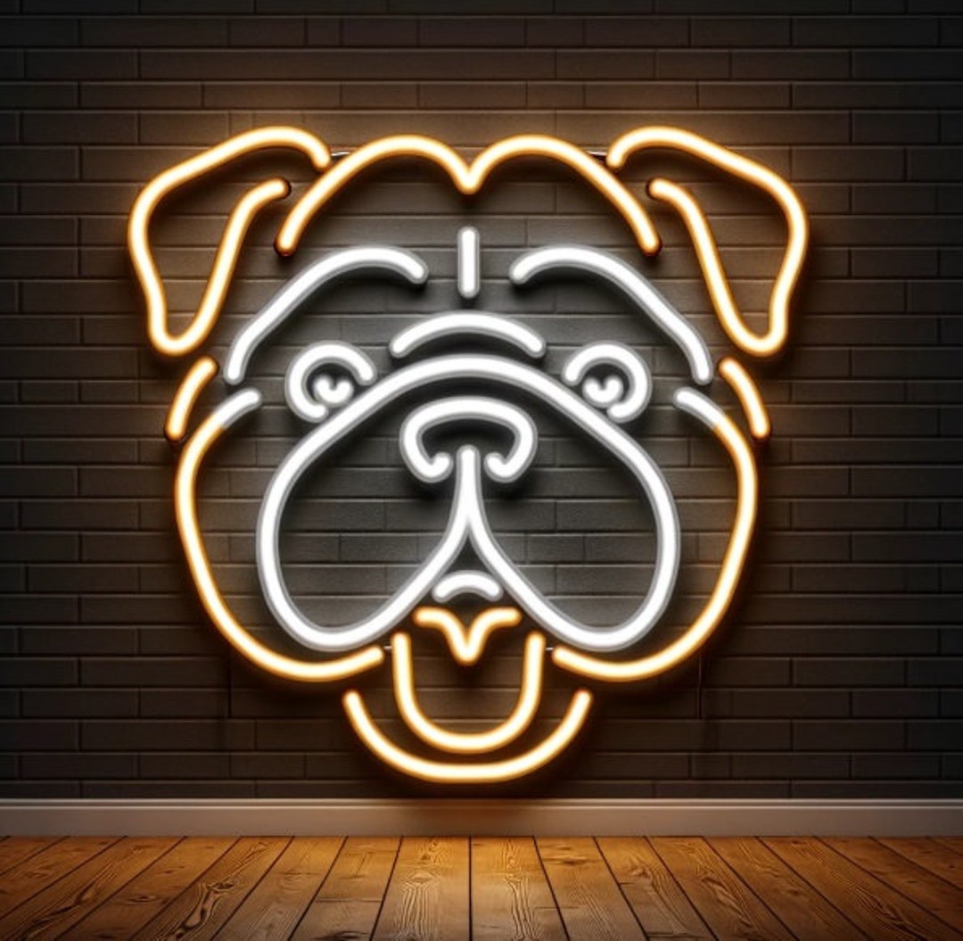 Neon Bulldog Head Sign, Bulldog Neon Sign, Bulldog-shaped Neon Light ...