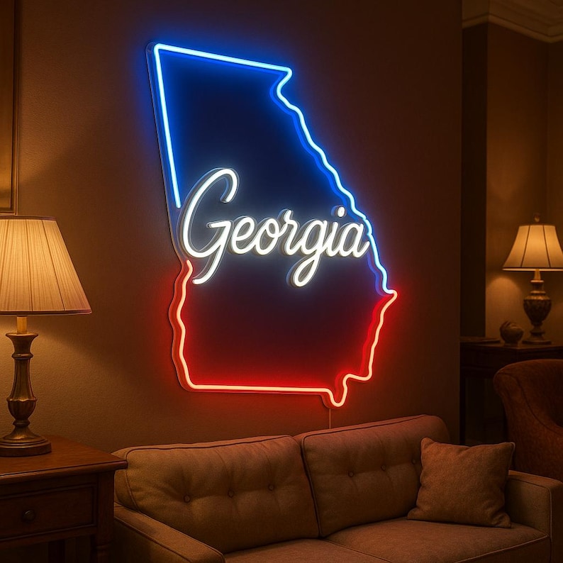 Georgia State Neon Sign – LED Wall Art Shaped Like Georgia Map – Custom ...