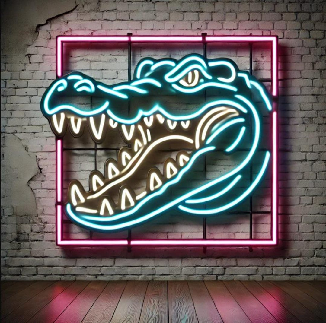 Crocodile Neon Sign, Crocodile Neon Sign, Neon Sign Crocodile Head ...