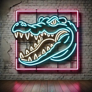 Crocodile Neon Sign, Crocodile Neon Sign, Neon Sign Crocodile Head ...