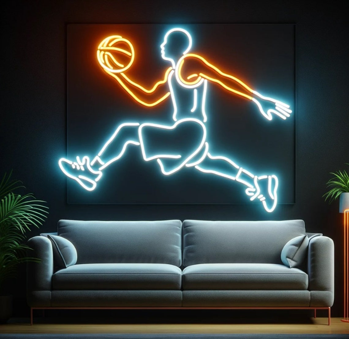 Basketball Player Neon Sign, Basketball Neon Light, Neon Basketball ...