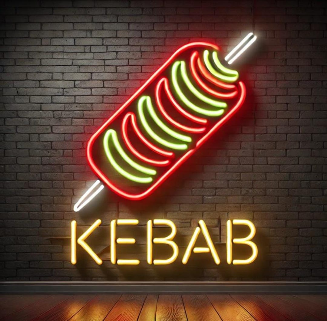 Kebab Sign, Neon Doner Sign, Neon Vertical Rotating Shawarma Sign, LED ...