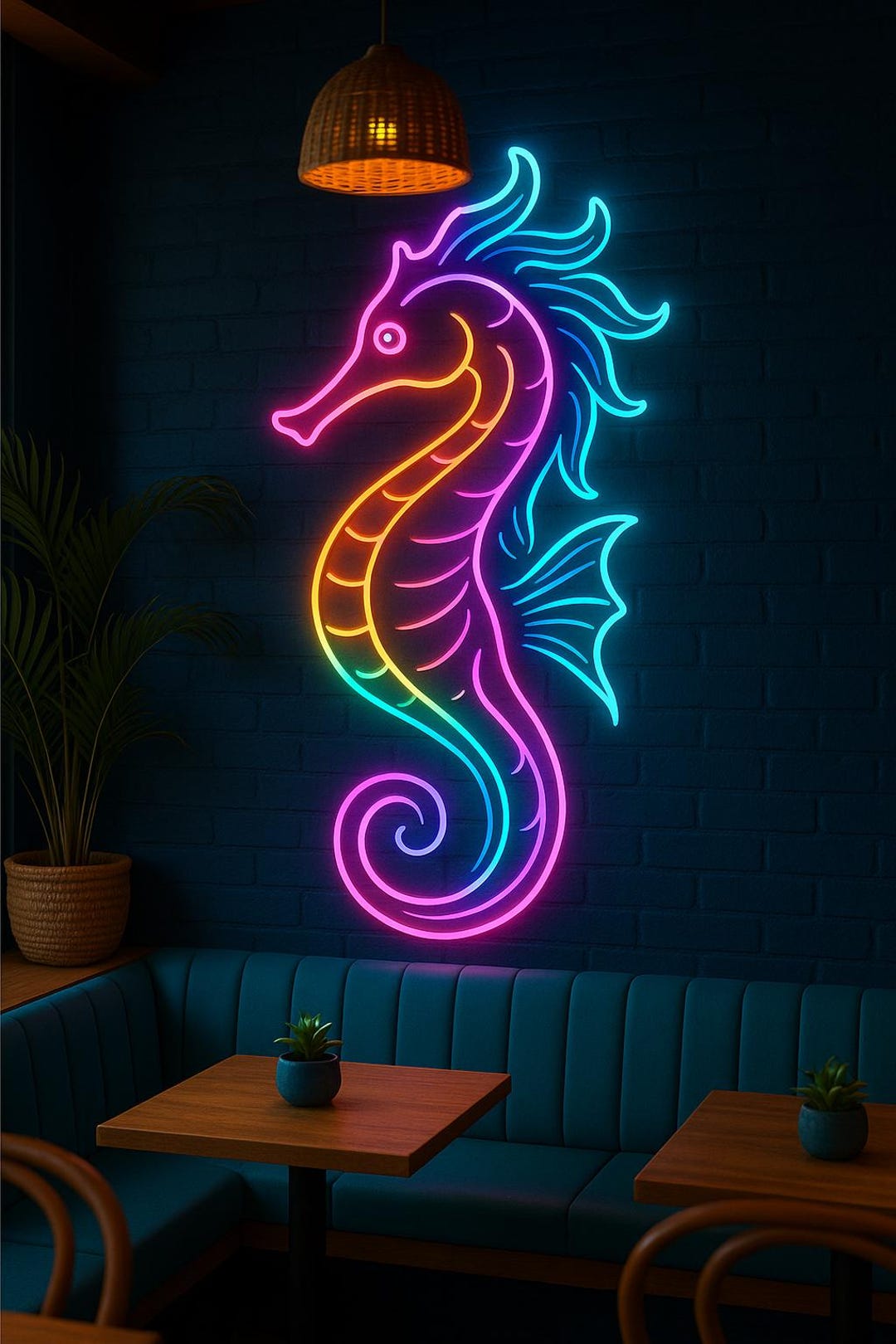 Seahorse Neon Sign – Bright Handmade Ocean Neon Light for Coastal Wall ...