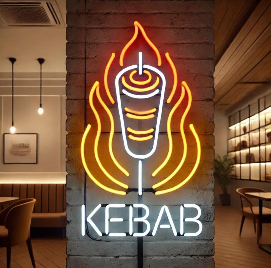 Kebab Neon Sign, Neon Doner Sign, Neon Vertical Rotating Shawarma Sign ...