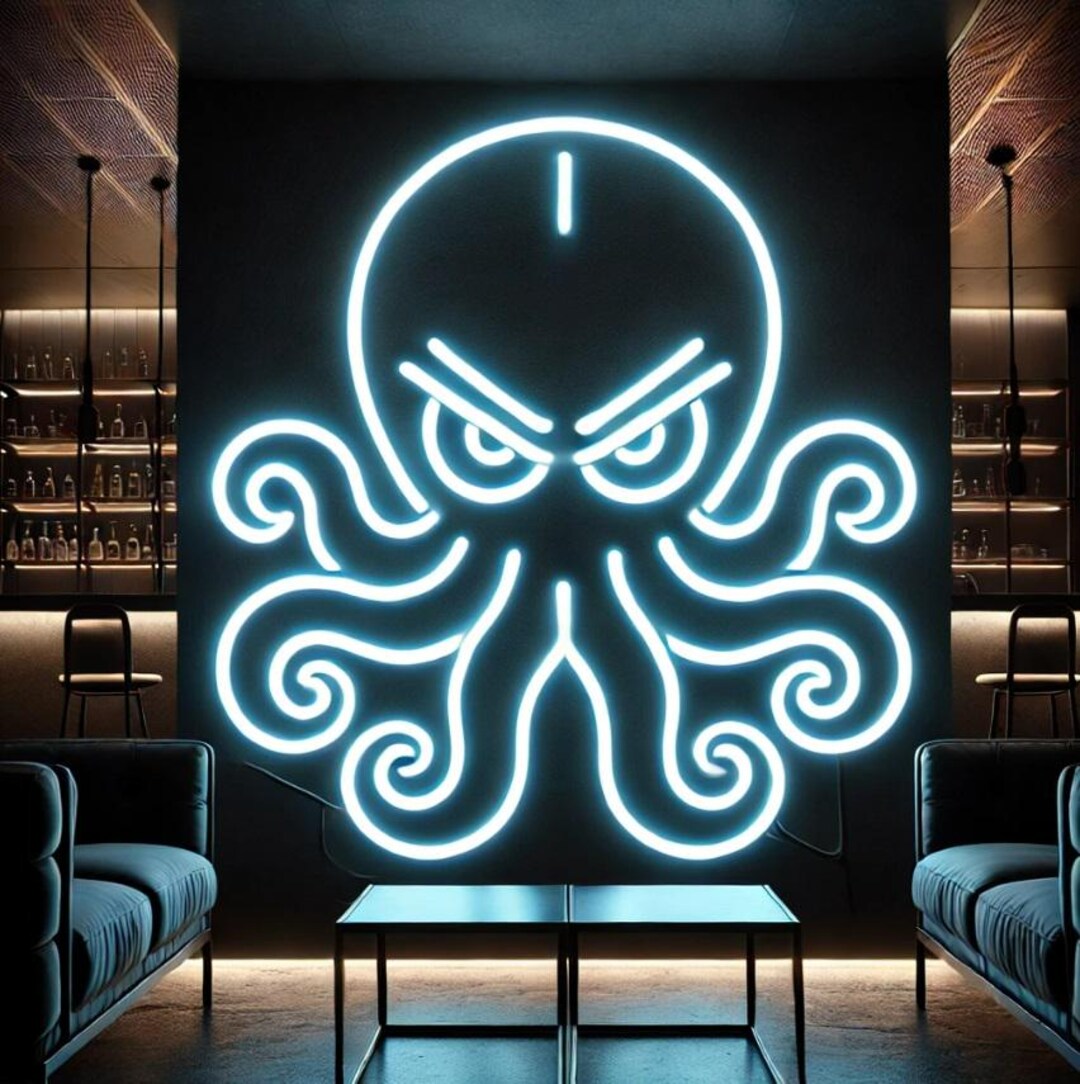 Octopus Neon Sign, Octopus LED Sign, Neon Wall Sign Octopus, Octopus ...