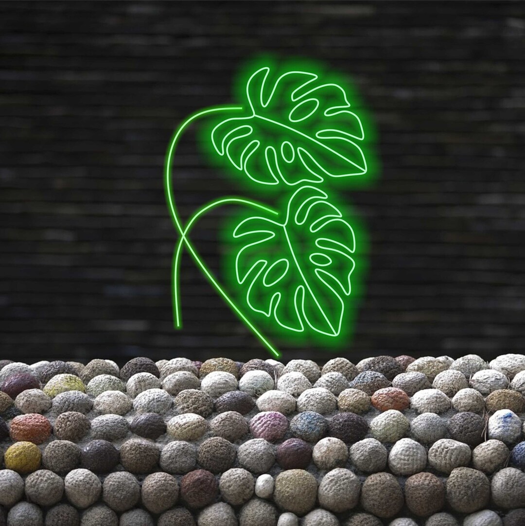 Monstera Leaf Neon Sign, Monstera Flower Neon Sign, Neon Monstera Leaf ...