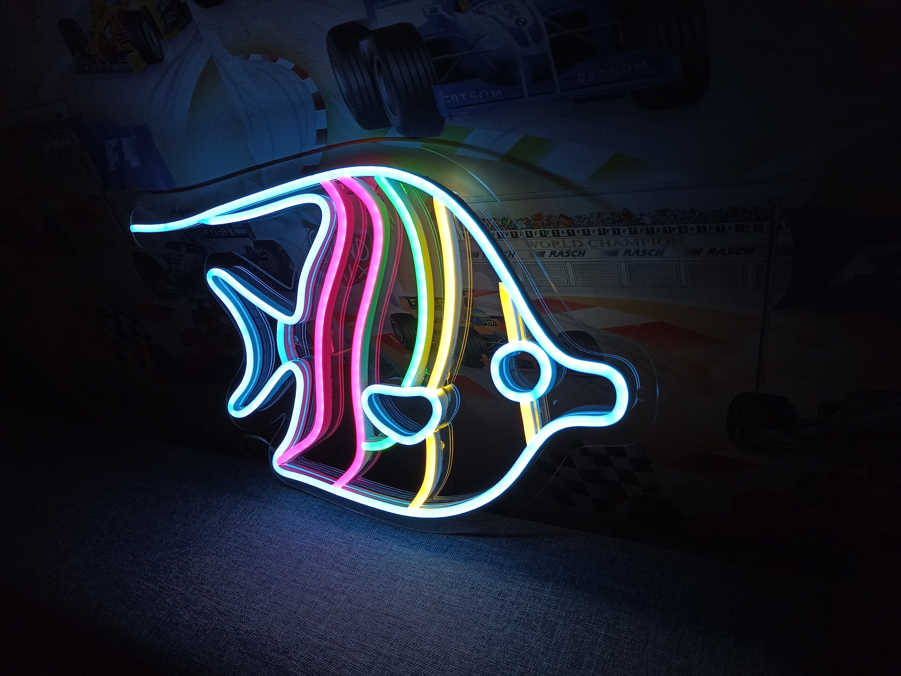 Neon Sign Fish, Tropical Fish Neon Sign, Sea Fish Neon Sign, Aquarium ...