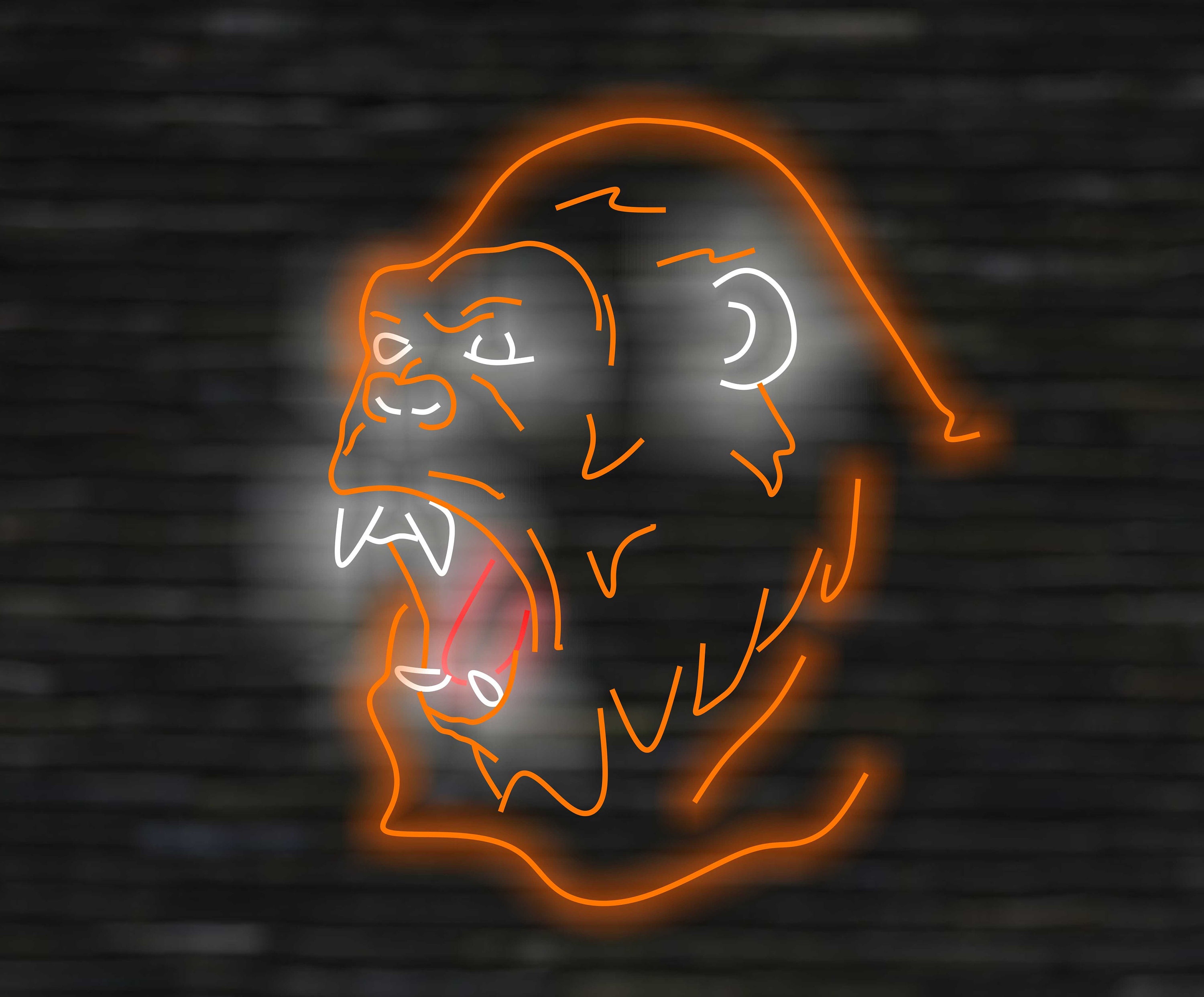 Neon Gorilla Sign, Gorilla Face Neon Light, Open Mouth Gorilla Neon ...