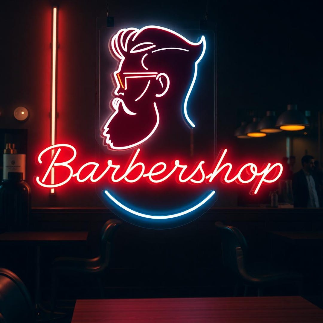 Barber Shop Neon Sign, Barber Pole Neon Light, Barbershop Neon Sign ...