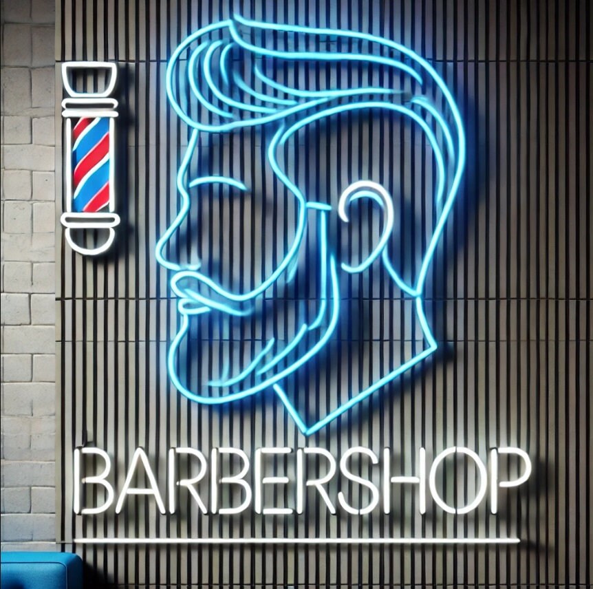 Barber Shop Neon Sign, Barber Pole Neon Light, Barbershop Neon Sign ...