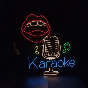 Karaoke Neon Sign, Karaoke Bar Neon Sign, Microphone Neon Sign, Music ...