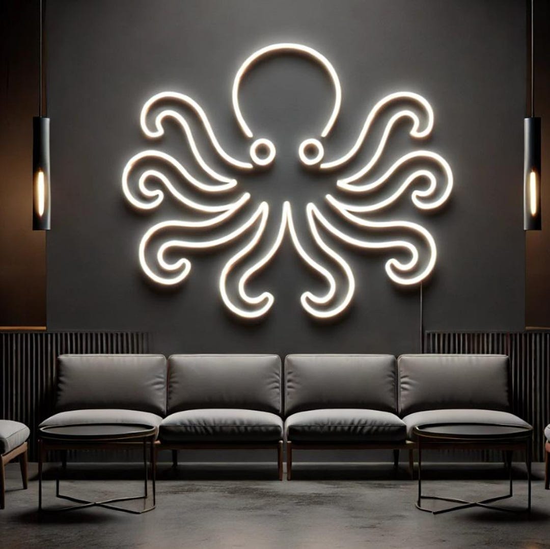 Octopus Neon Sign, Octopus LED Sign, Neon Wall Sign Octopus, Octopus ...