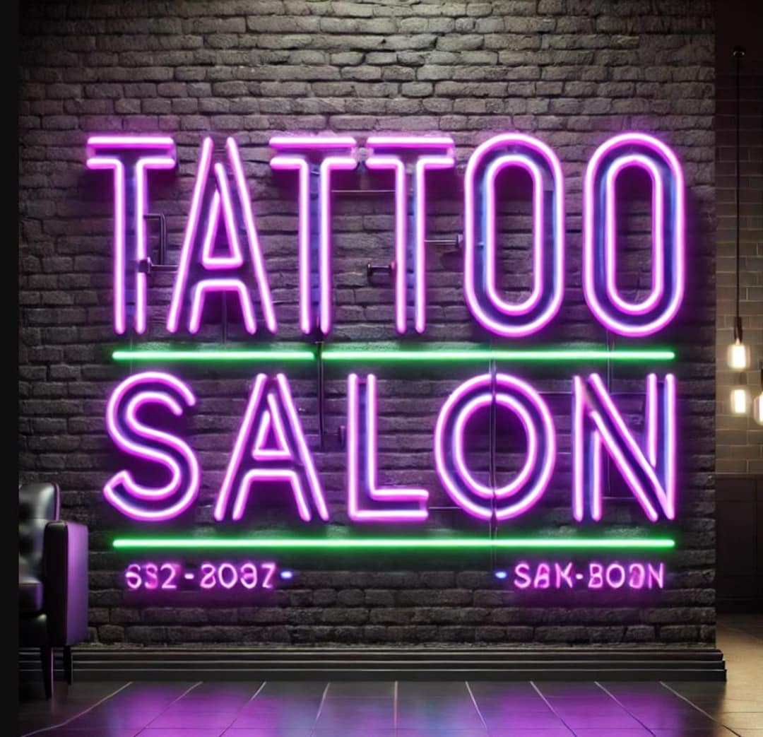 Tattoo Shop Neon Sign, Neon Light Tattoo Studio, Custom Neon Tattoo ...
