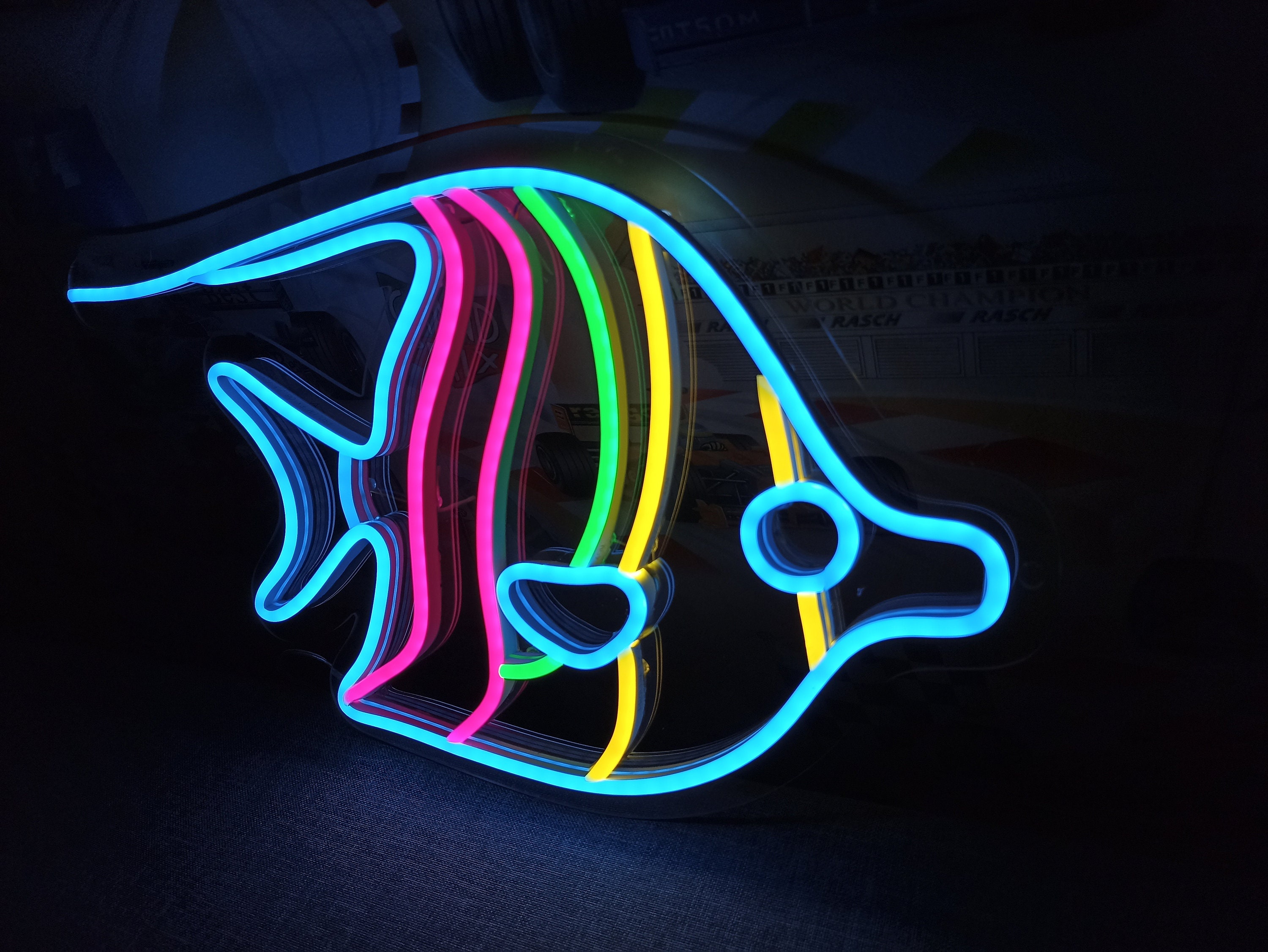 Neon Sign Fish, Tropical Fish Neon Sign, Sea Fish Neon Sign, Aquarium ...