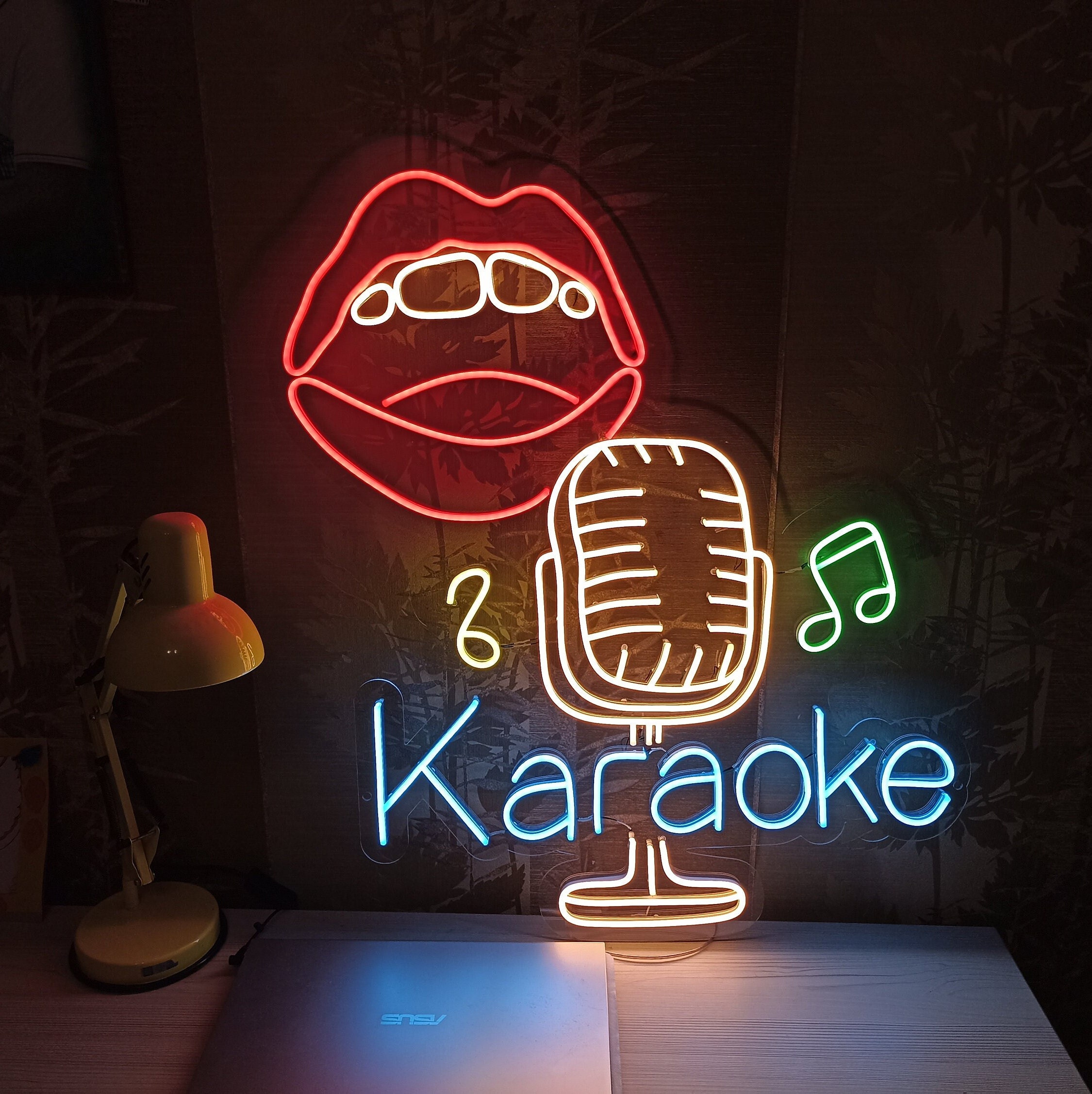 Karaoke Neon Sign, Karaoke Bar Neon Sign, Microphone Neon Sign, Music ...
