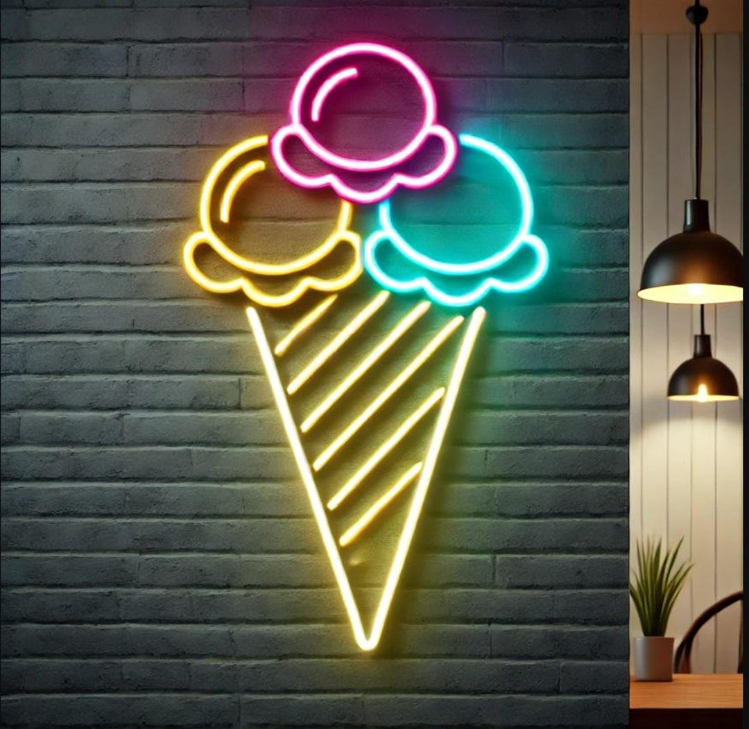 Ice Cream Cone With Balloons Neon Sign, Ice Cream Neon Sign, Ice Cream ...