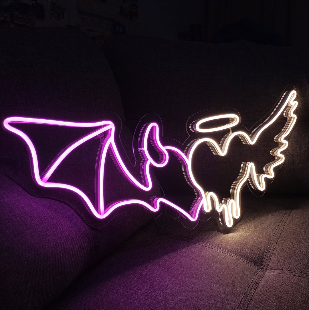 Angel and Devil Neon Sign, Bride Party Room Decoration, Angel and Demon ...