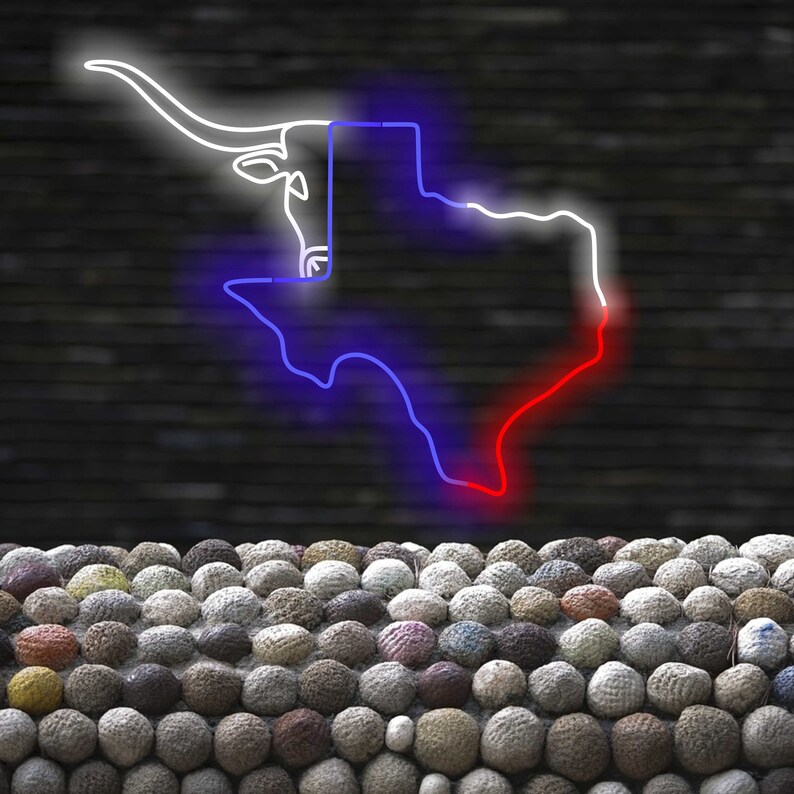Texas Neon Sign, Texas State Map Neon Sign, Neon Light Map, Texas Neon ...