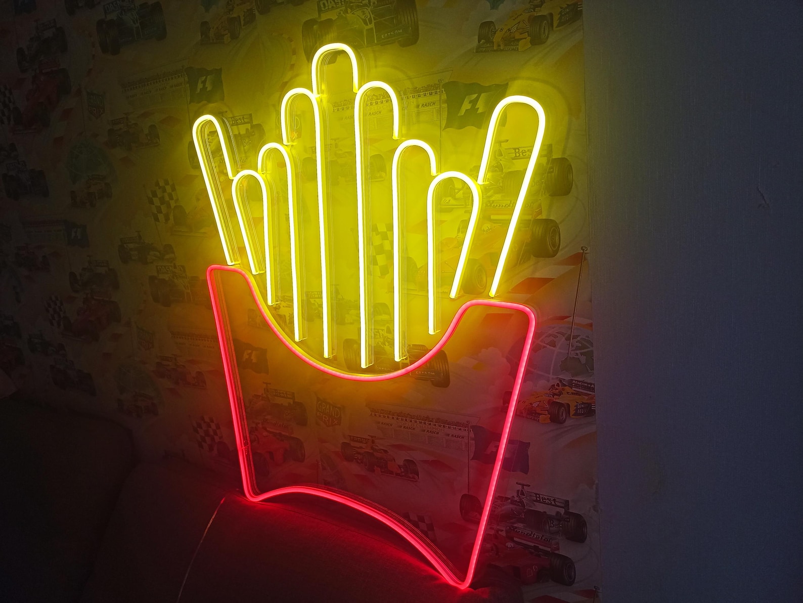 French Fries Neon Sign, Fast Food Neon Sign, Neon Sign Shaped Like Cup ...