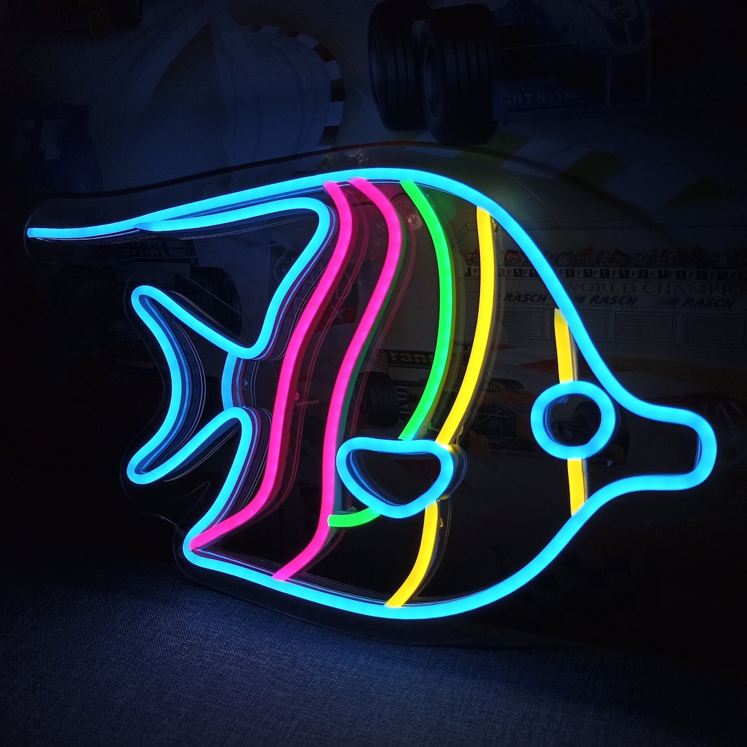 Neon Sign Fish, Tropical Fish Neon Sign, Sea Fish Neon Sign, Aquarium ...