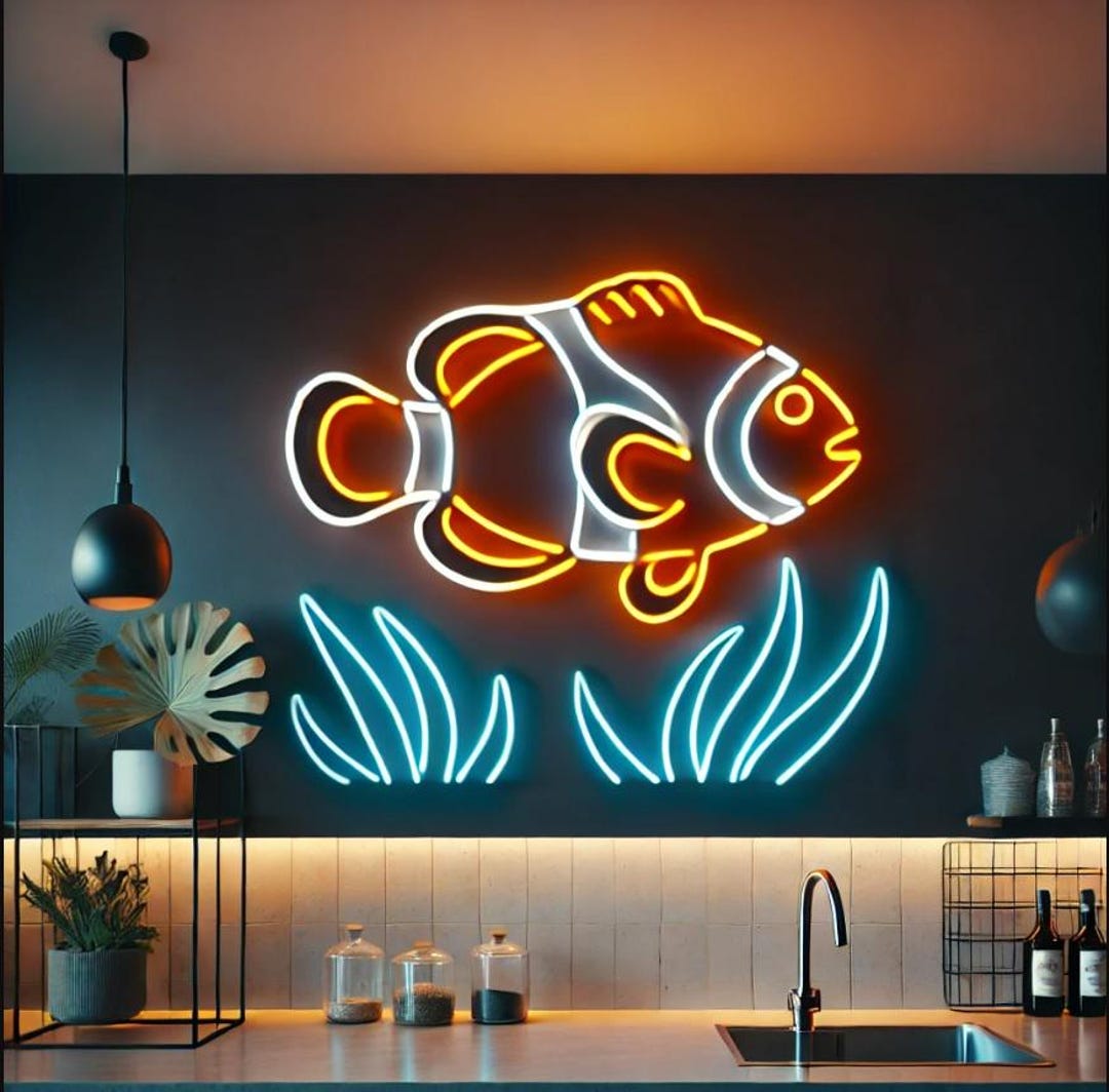 Clownfish Neon Sign, Tropical Fish Neon Sign, Sea Fish Neon Sign ...