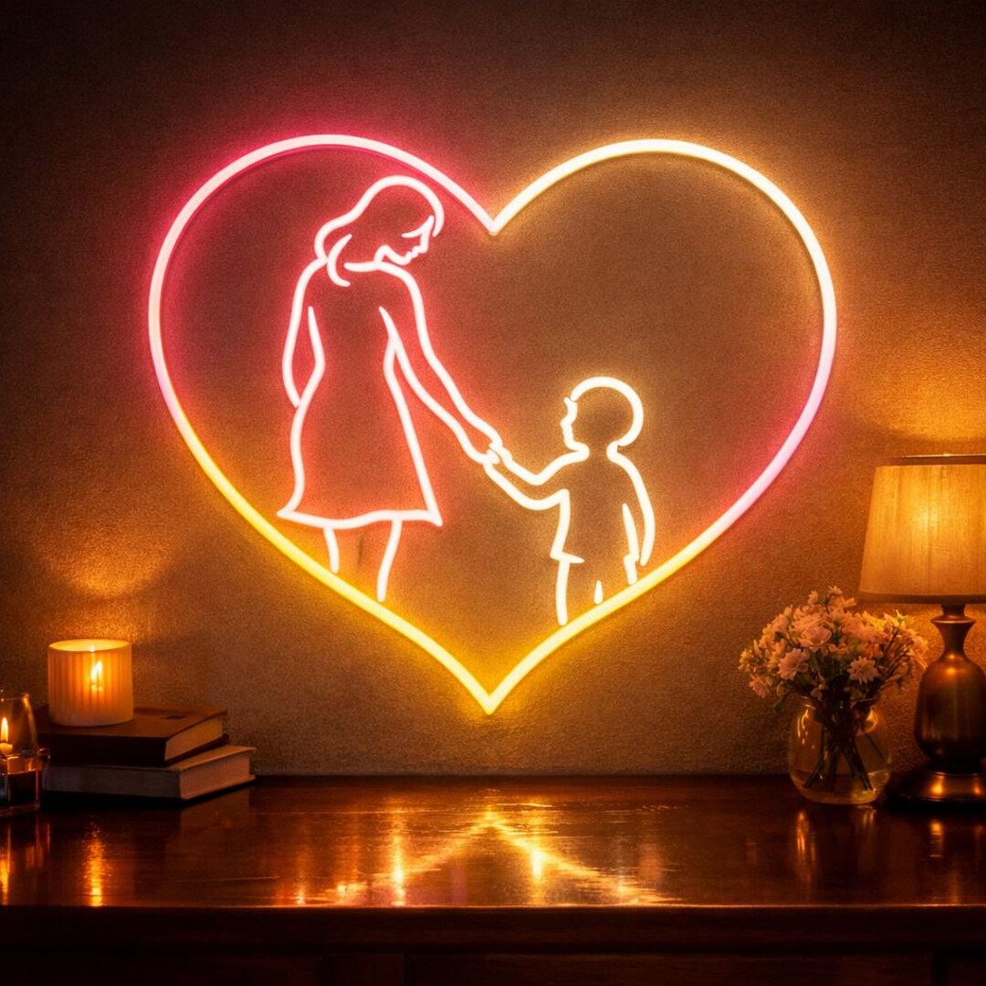 Mom and Baby Neon Sign – Nursery Wall Decor, Mother & Child Light ...