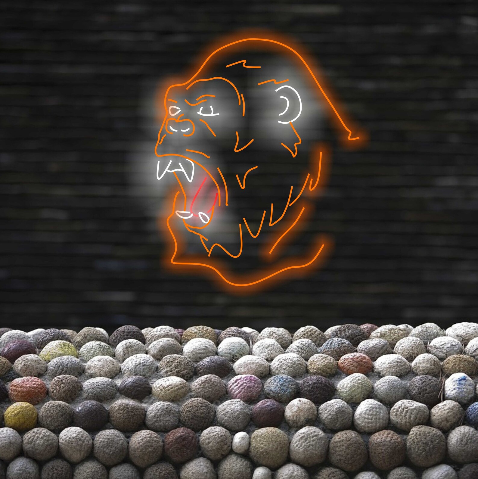 Neon Gorilla Sign, Gorilla Face Neon Light, Open Mouth Gorilla Neon ...