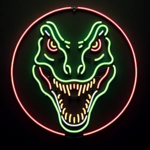 Dinosaur Neon Sign, Dinosaur Head Neon Sign, T-rex Neon Sign, Predator ...