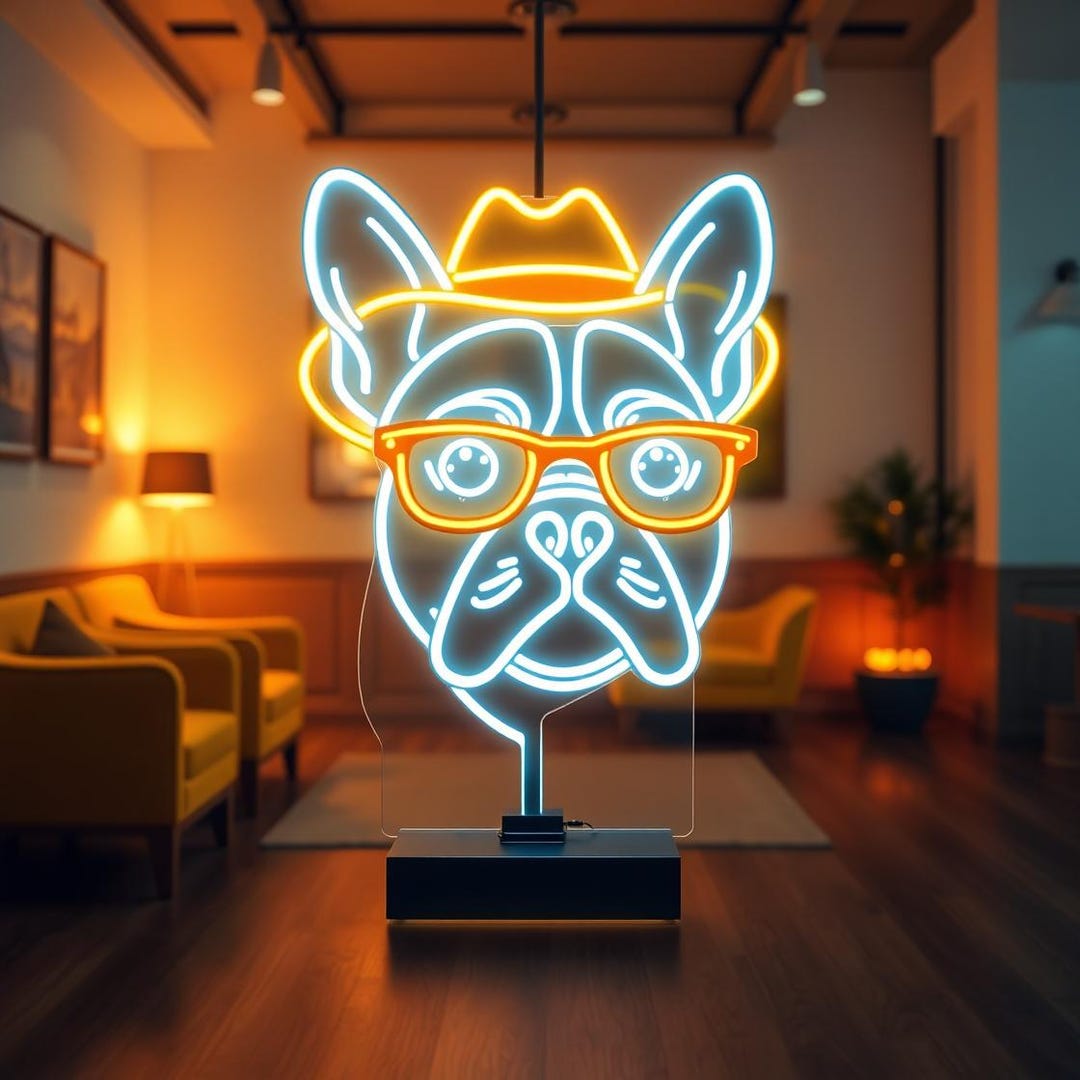French Bulldog Head Sign, Bulldog Neon Sign, Bulldog-shaped Neon Light ...