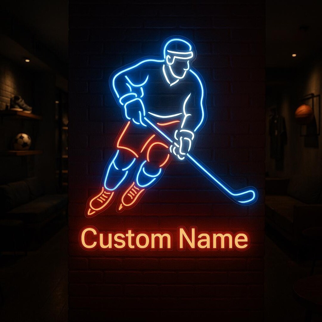 Custom Hockey Neon Sign – Personalized Hockey Player LED Light With ...
