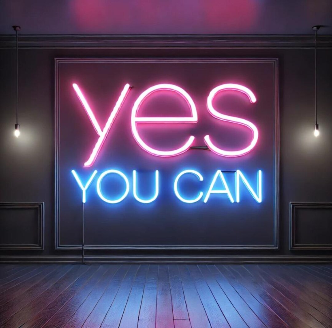 Yes You Can Neon Sign, Gym Neon Sign, Gymmer Room Wall Decor, Muscle ...