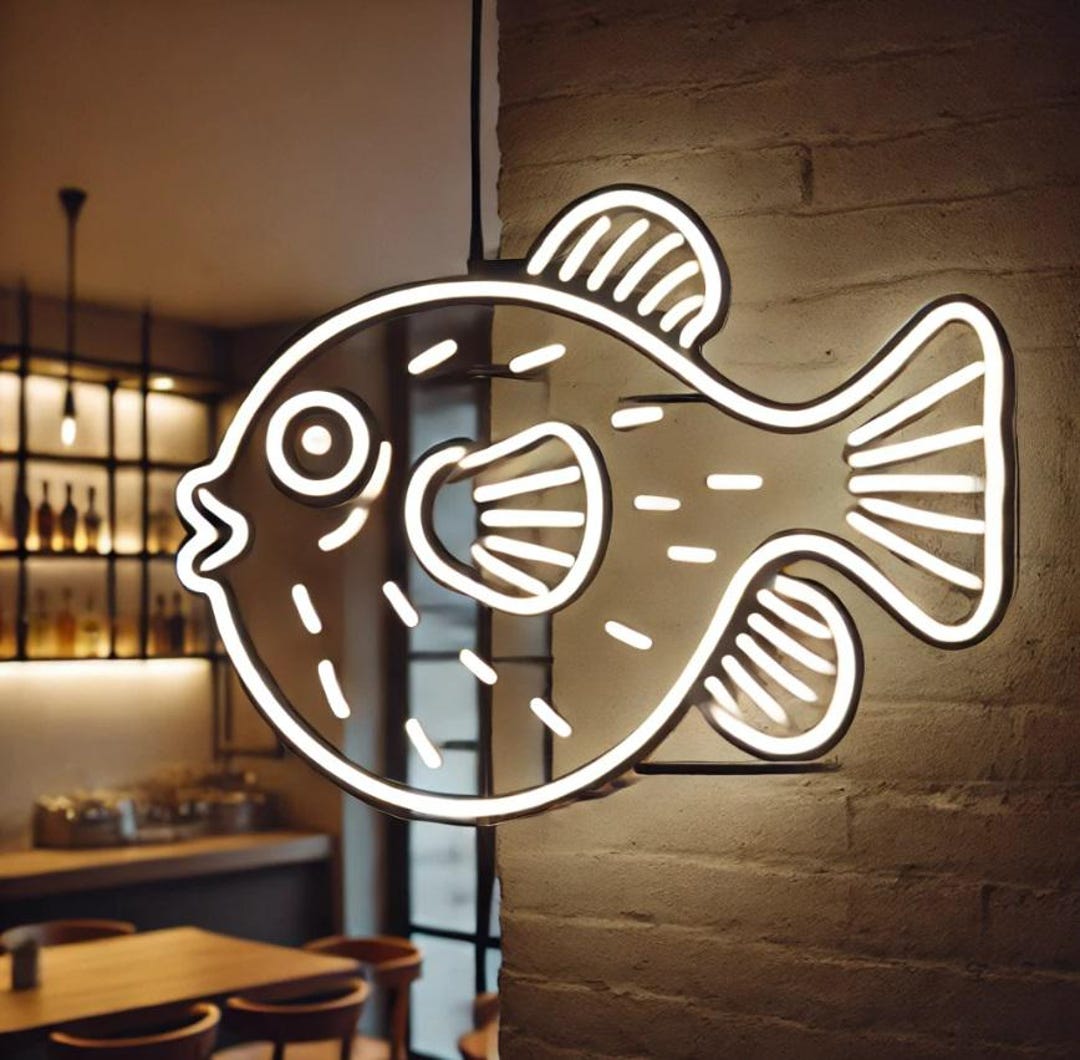 Fugu Fish LED Sign, Blowfish Neon Sign, Pufferfish Neon Sign, Blowfish ...