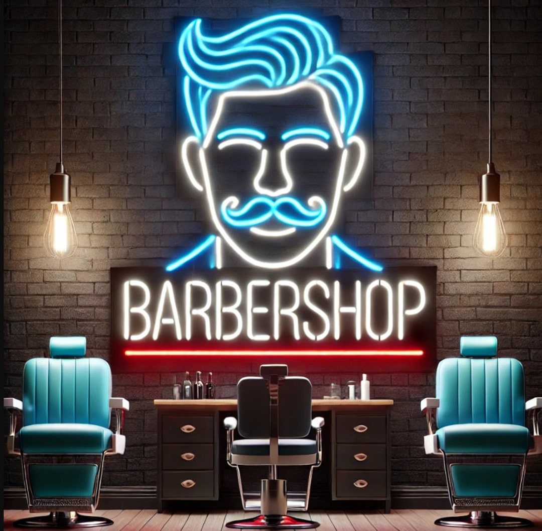 Barber Shop Neon Sign, Barber Pole Neon Light, Barbershop Neon Sign ...