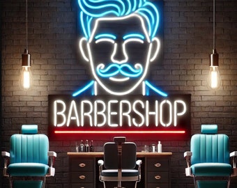 Barber Shop Neon Sign, Barber Pole Neon Light, Barbershop Neon Sign ...