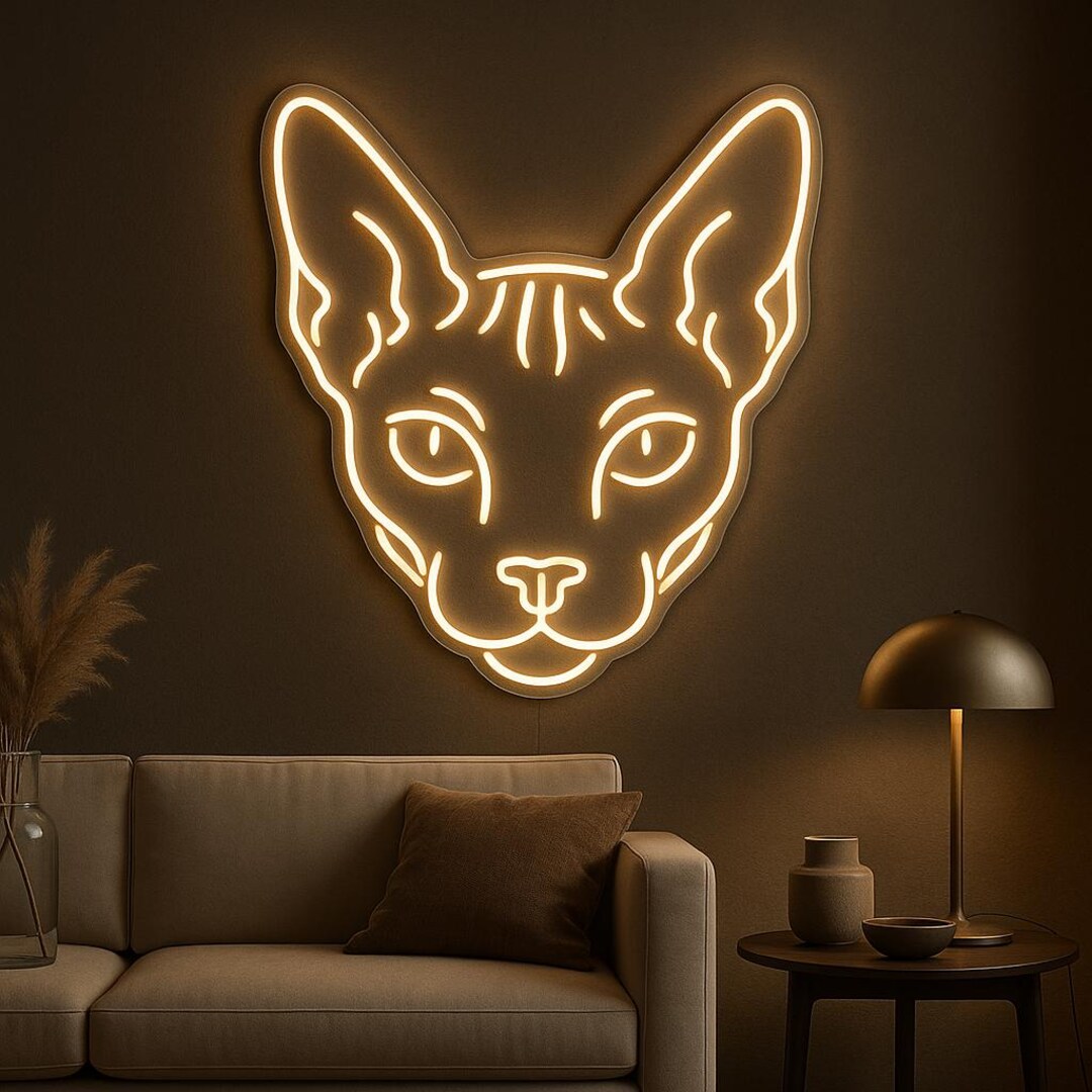 Sphynx Cat Neon Sign – Minimalist Egyptian Cat Wall Light – Modern ...