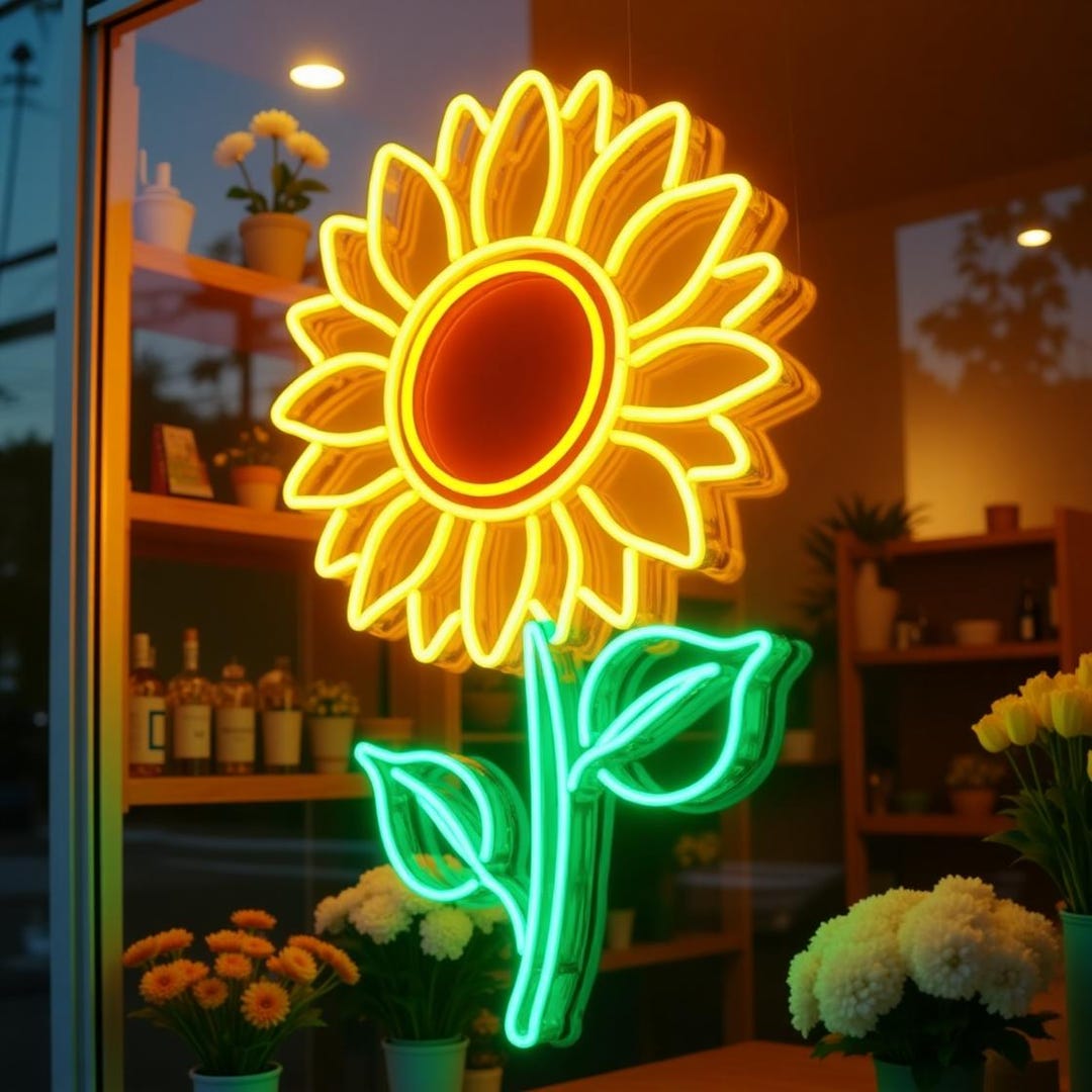 Sunflower Neon Sign, Neon Sunflower Sign, LED Sunflower Sign, Flower ...