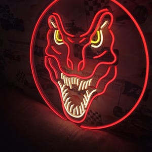 Dinosaur Neon Sign, Dinosaur Head Neon Sign, T-rex Neon Sign, Predator ...