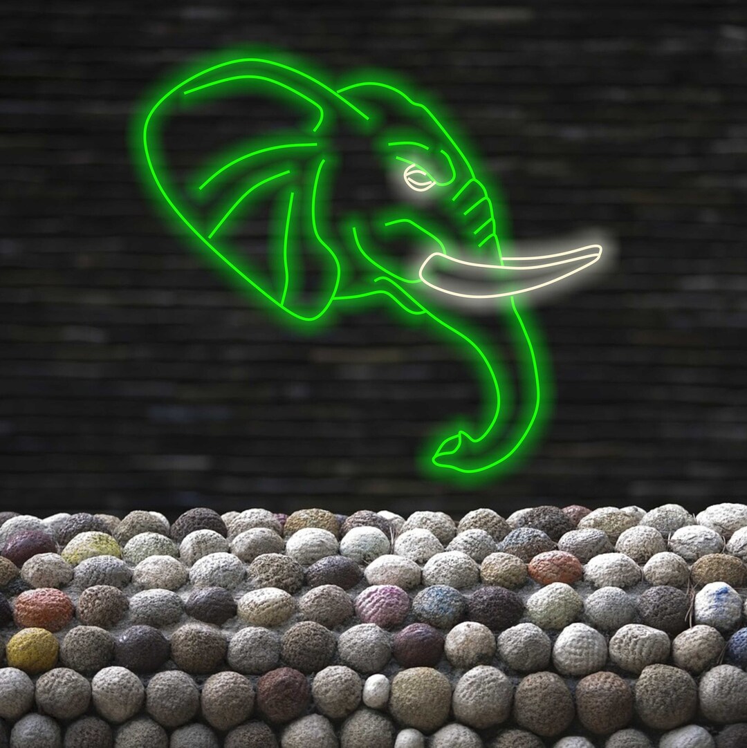 Elephant Neon Sign, Elephant Head-shaped Neon Light, Lighted Elephant ...
