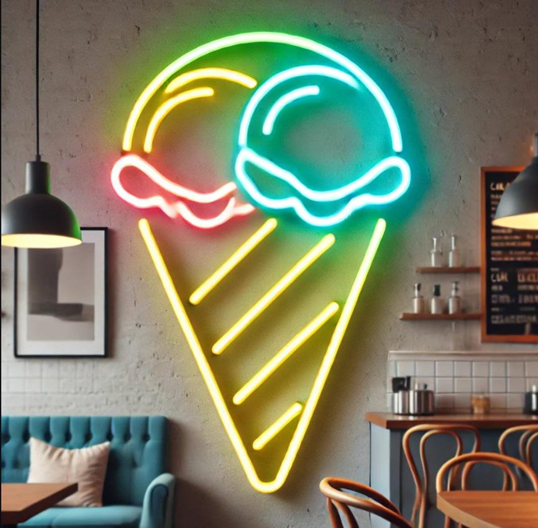 Ice Cream Cone With Balloons Neon Sign, Ice Cream Neon Sign, Ice Cream ...