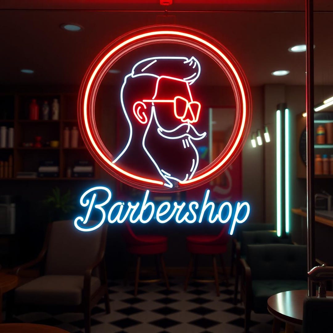 Barber Shop Neon Sign, Barber Pole Neon Light, Barbershop Neon Sign ...