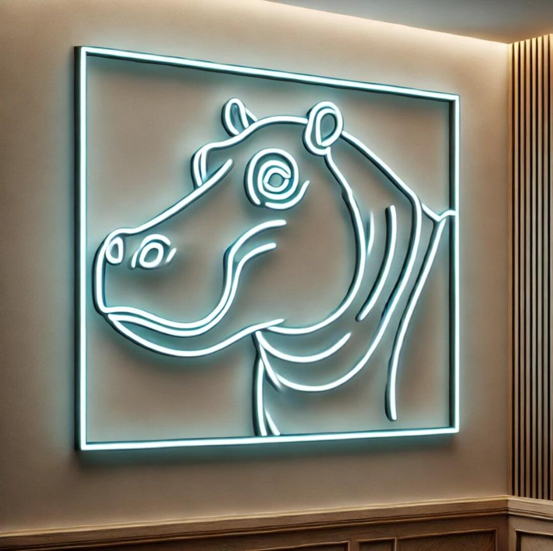 Hippo Neon Sign, Hippo Head Neon Sign, Neon Hippo Sign, Hippo-shaped ...