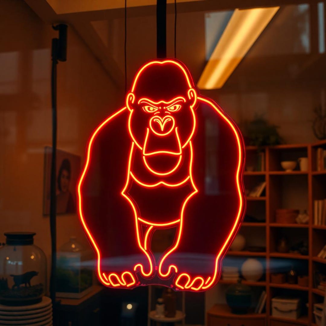 Gorilla Neon Sign, Gorilla Face Neon Light, Body Silhouette Gorilla ...