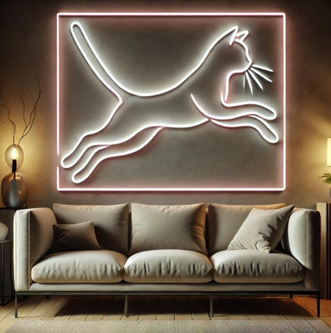 Cat Neon Sign, Jump Cat Neon Sign, Citty Neo Sign, Cat Neon Light, Cat ...