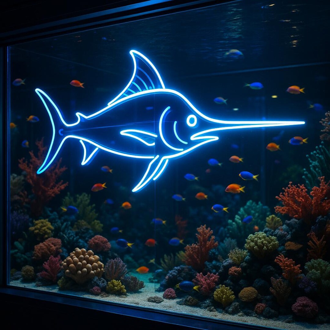 Swordfish Neon Sign • Ocean Fish LED Light • Seafood Restaurant Decor ...